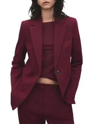 Mango Fitted Suit Jacket Wine
