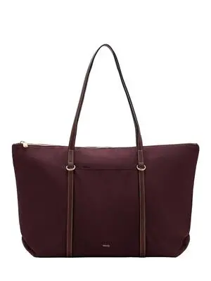 Mango Nylon Shopper Bag Burgundy