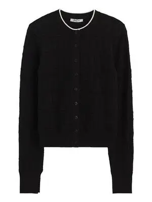 Madewell Pointelle Cotton-Blend Cardigan Black And Ivory Combo