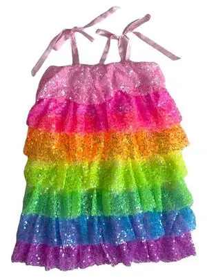LOLA + THE BOYS Sequin Ruffle Dress - Multicolor