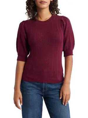 Wit & Wisdom Pointelle Elbow Sleeve Sweater - Wild Plum
