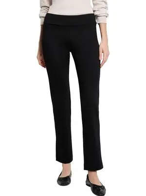 NIC+ZOE Copley Pull-on Straight-leg Ponte Pants - Black Onyx