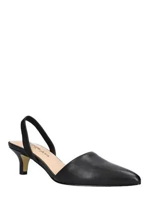 BELLA VITA Sarah Slingback Kitten Heel Pumps - Black Leather