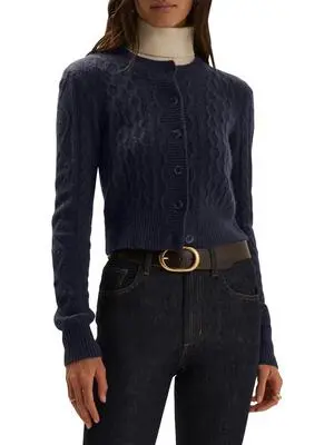 FAVORITE DAUGHTER The Eleanor Merino Wool & Cashmere Blend Crop Cardigan - Navy