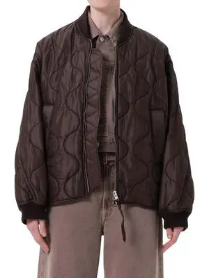 AGOLDE Isla Onion Quilted Bomber Jacket - Bourbon Dk Chocolate Brown