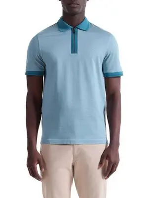Bugatchi Quarter Zip Polo Teal