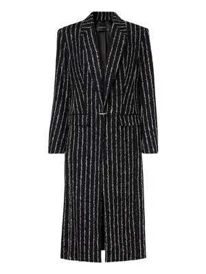MUGLER Pinstripe Wool-blend Coat - Black
