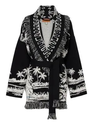 Alanui Palm Grove Tales Cashmere-blend Cardigan - Black