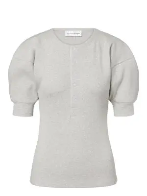 Victoria Beckham Cotton-blend Henley Shirt - Grey