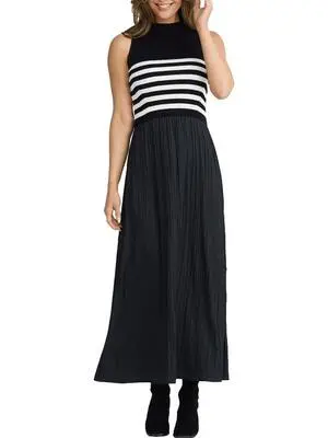 BRAVE+TRUE Gabriel Sleeveless Mixed Media Maxi Dress - Black W White