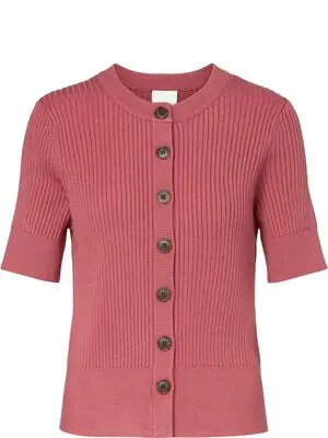 Varley Micha Ribbed-knit Cardigan - Pink