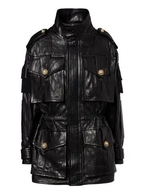 BALMAIN Leather Parka Jacket