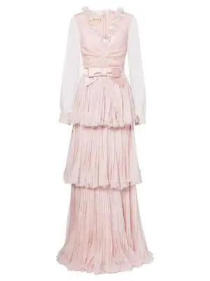 Valentino Garavani Plus De Pois Silk Crepon Chiffon Gown - Pink