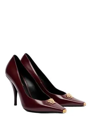 Versace La Medusa 105 Leather Pumps - Burgundy
