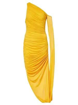 MUGLER Draped One-shoulder Jersey Maxi Dress - Yellow