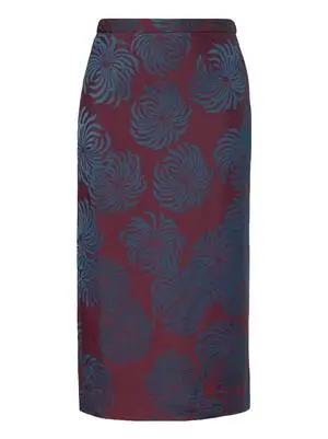 Dries Van Noten Printed Midi Skirt - Burgundy