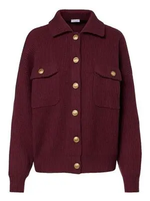 Brunello Cucinelli Wool, Cashmere, And Silk Cardigan - Burgundy