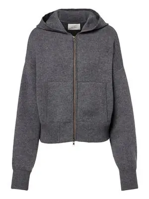 LISA YANG Lilia Hooded Cashmere Zip-up Sweater - Grey