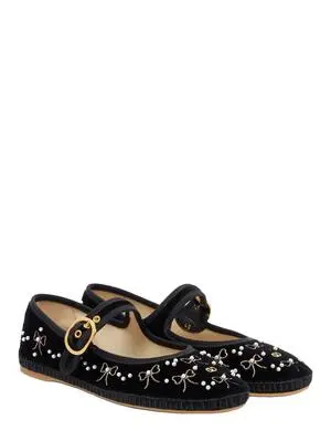 Valentino Garavani Endouce Velvet Mary Jane Flats - Black