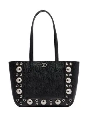 Valentino Garavani Nellcôte Mini Embellished Leather Shopper - Black