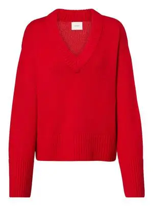 LISA YANG Aletta Cashmere V-neck Sweater - Red