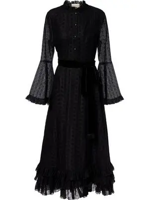 Valentino Garavani Daisy Sangallo Belted Cotton Shirt Dress - Black