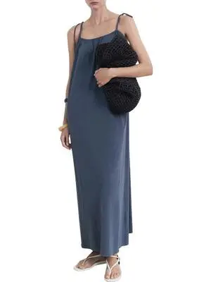 Mango Cotton Maxi Dress Blue