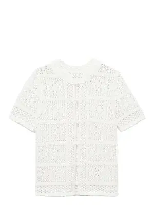 MANGO Open Stitch Short Sleeve Cardigan