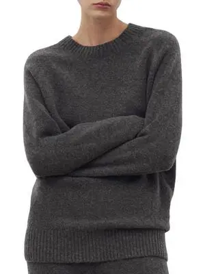 Mango Crewneck Raglan Sleeve Sweater - Charcoal
