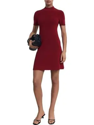 Mango Perkins Sweater Dress Wine