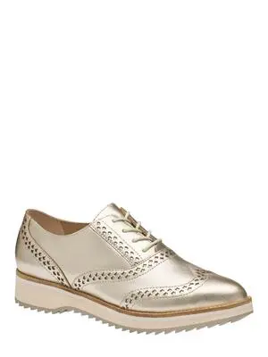 Johnston & Murphy Ulyssa Wingtip Platform Oxford - Gold Metallic Sheepskin