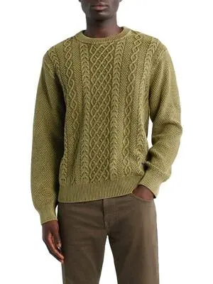 DARK SEAS Big Sur Mixed Stitch Sweater - Moss