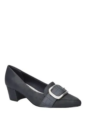 EASY WORKS BY EASY STREET Amber Pointed-toe Pumps - Navy Matte