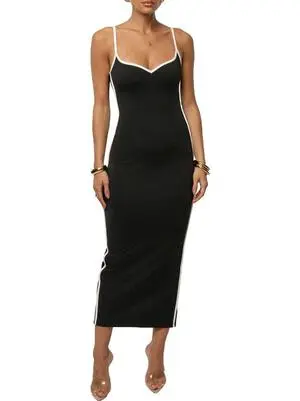 JLUXLABEL Contrast Trim Body-con Dress - Black