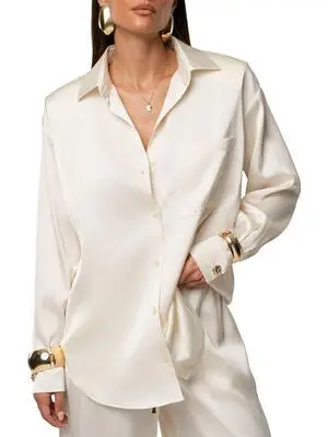 JLUXLABEL Island Ease Satin Shirt - Ivory