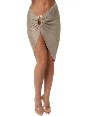JLUXLABEL Luminous Metallic Sweater Skirt - Gold