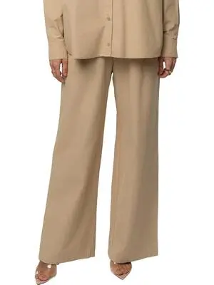 JLUXLABEL Leon Pleated Wide-leg Pants - Beige