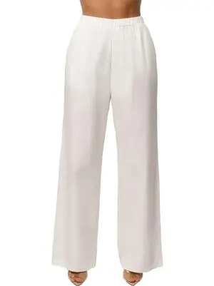 JLUXLABEL Leon Pleated Wide-leg Pants - Ivory