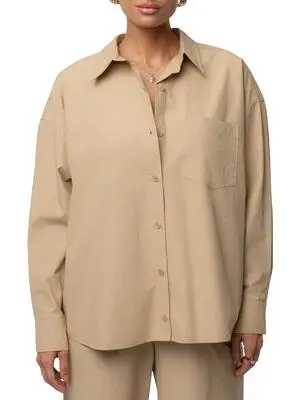 JLUXLABEL Leon Oversized Cotton Poplin Button-up Shirt - Beige