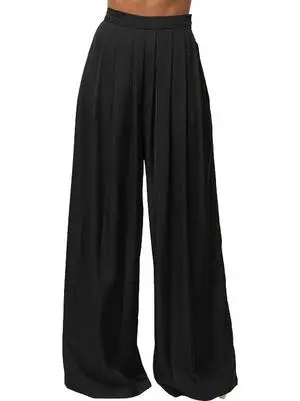JLUXLABEL Clara Pleated Wide Leg Trousers - Black