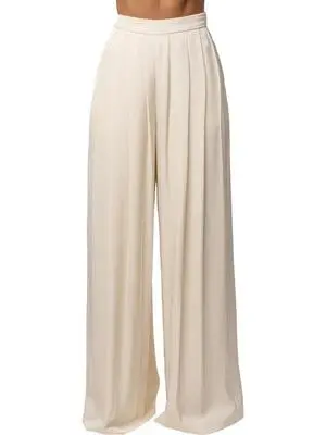JLUXLABEL Clara Pleated Wide Leg Trousers - Cream