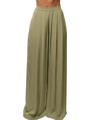 JLUXLABEL Clara Pleated Wide Leg Trousers - Green