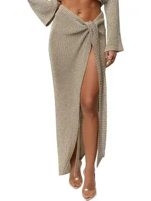 JLUXLABEL Sunlit Twist Sarong Maxi Skirt - Gold