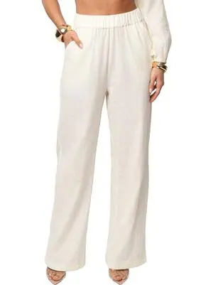 JLUXLABEL Wide Leg Cotton Pants - Ivory