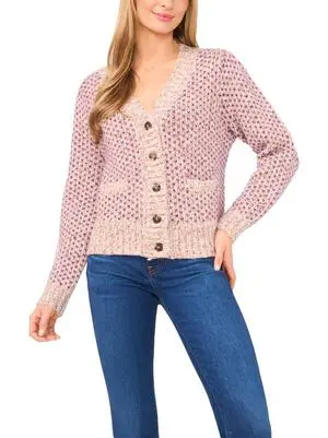 CECE DUPRAZ Tuck Stitch Grandpa Button-Up Cardigan Cereal115