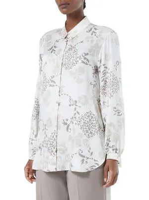 Marina Rinaldi Mixed Floral Button-up Shirt - Ivory