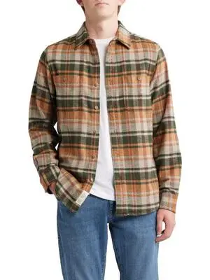 SCHOTT Plaid Flannel Button-up Work Shirt - Foliage