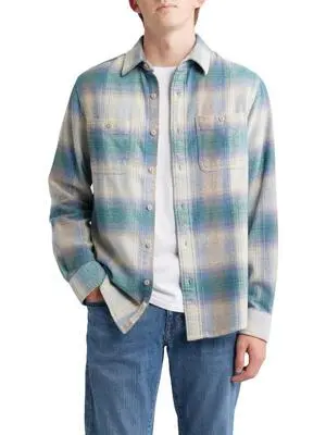SCHOTT Plaid Flannel Button-up Work Shirt - Ocean