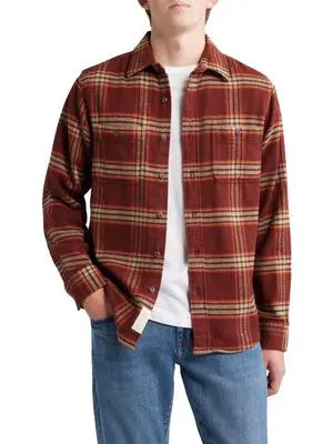 SCHOTT Plaid Flannel Button-up Work Shirt - Root Beer