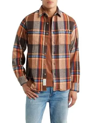 SCHOTT Plaid Flannel Button-up Work Shirt - Sedona